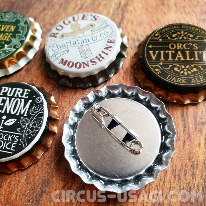 Bottle cap buttons | Alchemist's Brew – whiterabbitcafe