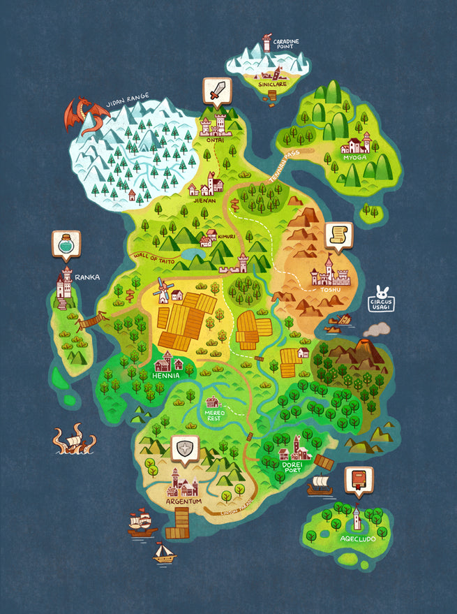 A5 Print | Childhood map reimagined – whiterabbitcafe